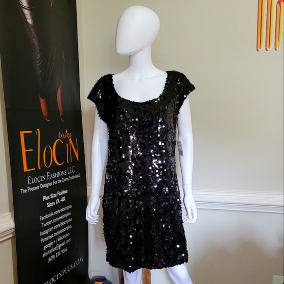 Elocin Plus | Dresses | Authentic Elocin Plus Sequins Mini Dress | Poshmark
